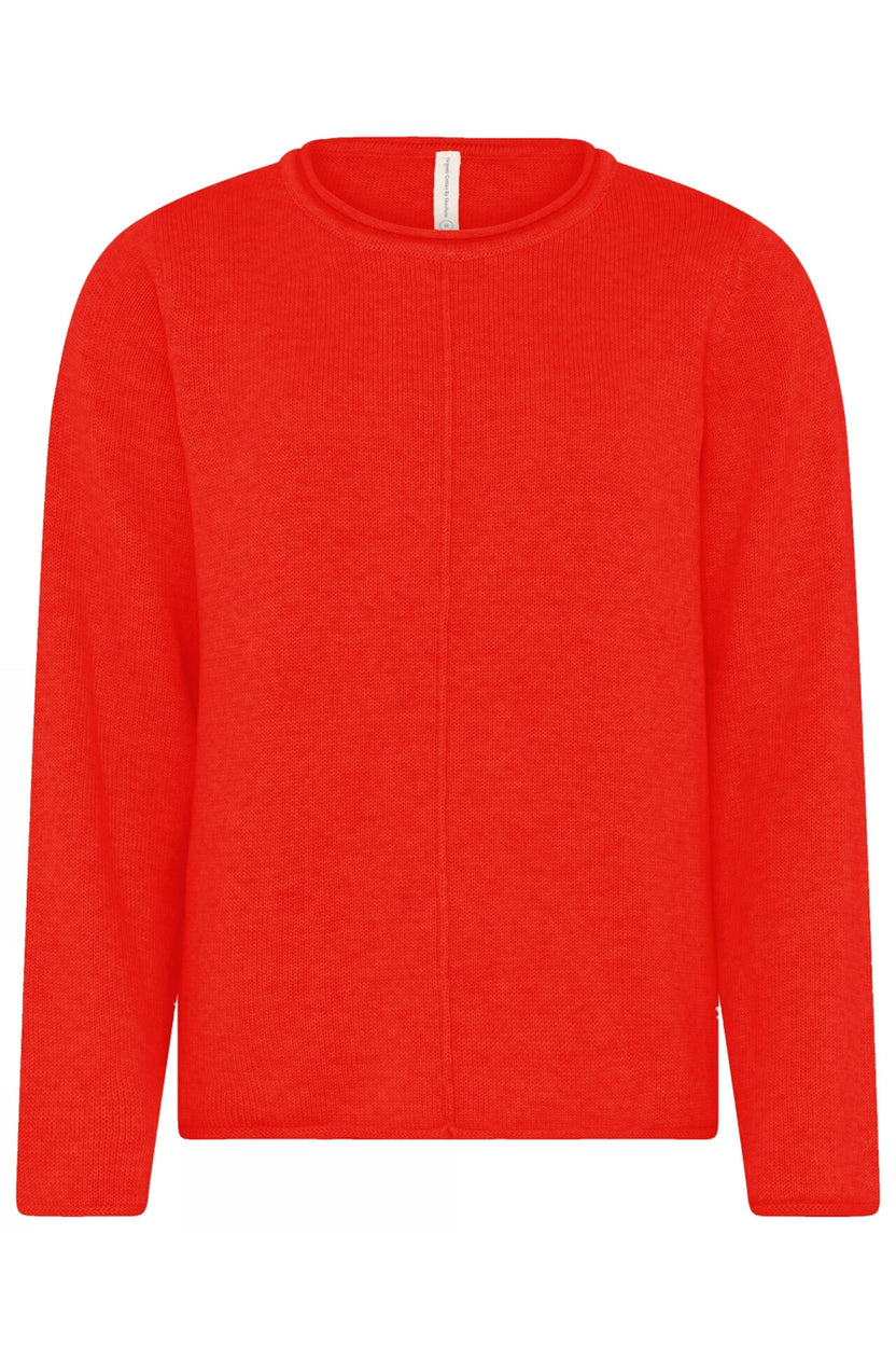 O-neck pullover w. special eff Ribbon Red – BUSTEDWOMAN