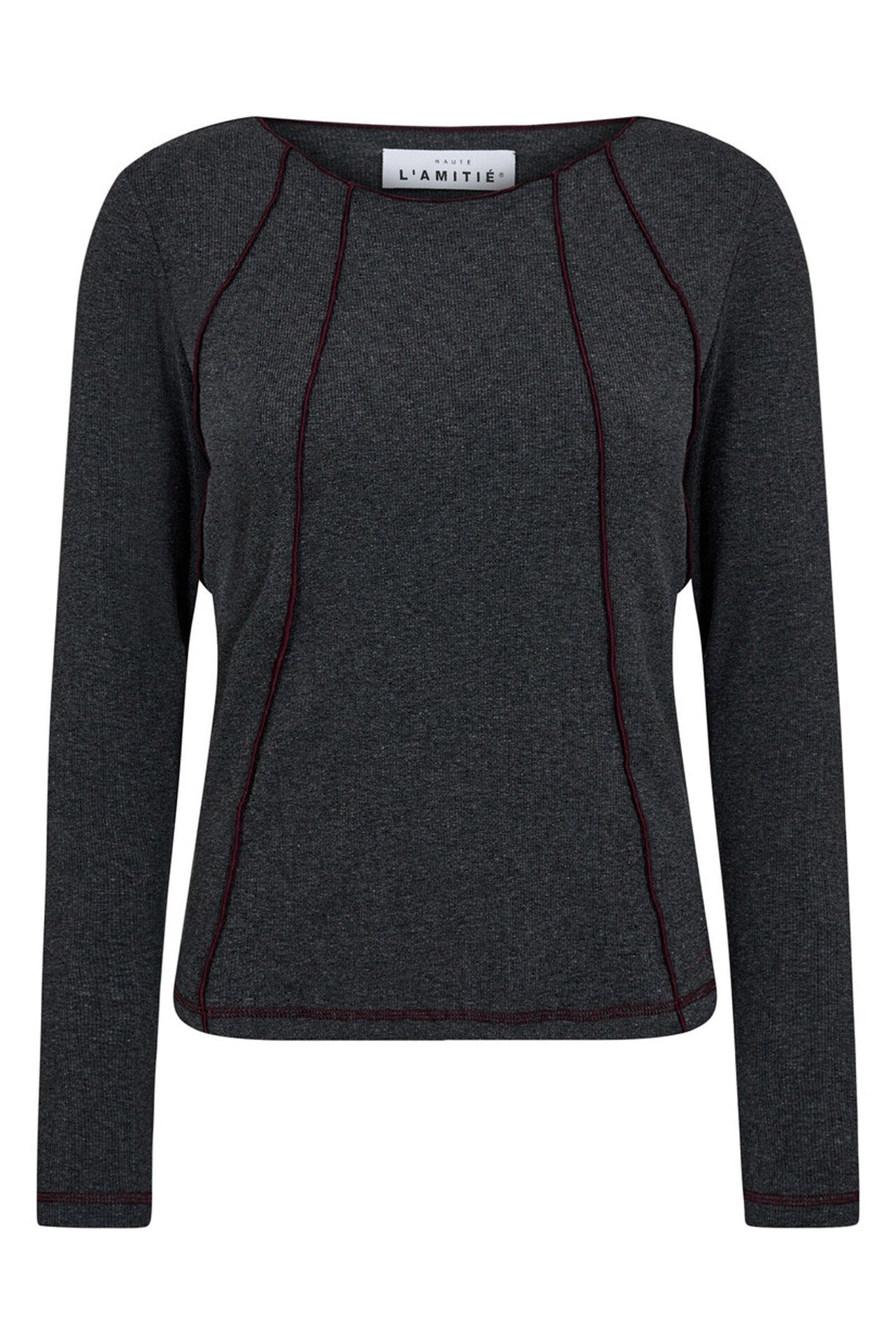Reverse Seam Rib Blouse Antracit Melange - HL10012 – BUSTEDWOMAN