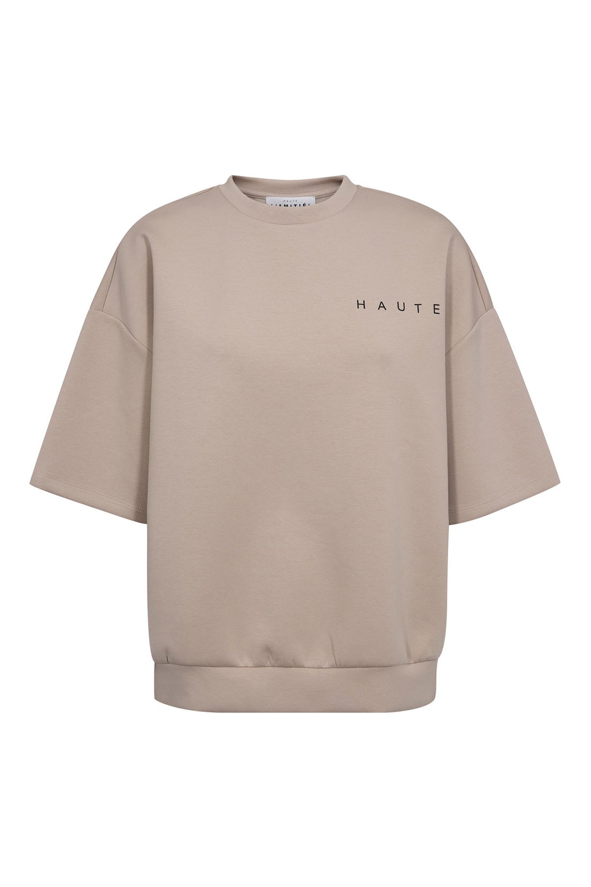 Maxi Split SS Logo Sweat Beige - HL10461 – BUSTEDWOMAN